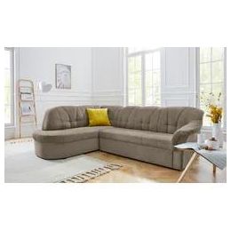 Ecksofa DOMO collection "Pegnitz L-Form" Sofas Gr. B/H/T: 246cm x 82cm x 180cm, Chenille-Optik, Ottomane links, ohne Bettfunktion, braun (schlamm) wahlweise mit Bettfunktion