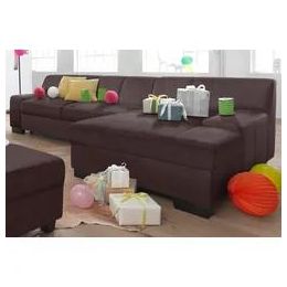 Ecksofa DOMO collection "Norma L-Form" Sofas Gr. B/H/T: 268 cm x 74 cm x 153 cm, Microfaser PRIMABELLE, Recamiere rechts, ohne Bettfunktion, braun (mokka) wahlweise mit Bettfunktion