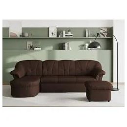 Ecksofa DOMO collection "Pegnitz L-Form" Sofas Gr. B/H/T: 238cm x 82cm x 141cm, Struktur, Recamiere links, ohne Bettfunktion, braun (dunkelbraun) wahlweise mit Bettfunktion