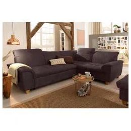 Ecksofa Home Affaire "Lyla L-Form" Sofas Gr. B/H/T: 275cm x 81cm x 214cm, Microfaser PRIMABELLE, langer Schenkel links, ohne Funktion, braun wahlweise mit Rückenfunktion und Bettfunktion