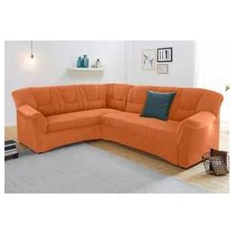 Ecksofa DOMO collection "Sarafina L-Form", orange (terrakotta), B:240cm H:83cm T:190cm, Microfaser PRIMABELLE (100% Polyester) / Struktur (90% Polyester; 10% Polyacryl), Luxus-Microfaser (92% Polyester, 8% Nylon), Microfaser PRIMABELLE (100% Polyester), Sofas, wahlweise mit Bettfunktion, optional mit Federkern