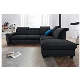 Ecksofa DOMO collection "Sully L-Form" Sofas Gr. B/H/T: 273cm x 84cm x 228cm, Kunstleder SOFTLUX, Ottomane rechts, mit Bettfunktion, schwarz wahlweise mit Bettfunktion und Kopf- bzw. Rückenverstellung