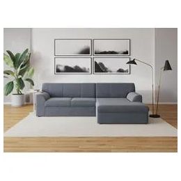 Ecksofa DOMO collection "Topper L-Form" Sofas Gr. B/T: 245cm x 155cm, Chenille, Recamiere rechts, Ohne Bettfunktion, grau (dunkelgrau) mit Recamiere, wahlweise Schlaffunktion