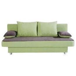 Schlafsofa Collection AB "P-Ulla" Sofas Gr. B/H/T: 187 cm x 74 cm x 87 cm, Microfaser PRIMABELLE-Struktur, grün (grün, grau) inkl. Bettfunktion, Bettkasten und Zierkissen