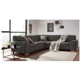 Ecksofa DOMO collection "Incanto L-Form" Sofas Gr. B/H/T: 260cm x 81cm x 260cm, Struktur weich, gleichschenklig, mit Bettfunktion links, braun (espresso) wahlweise mit Bettfunktion