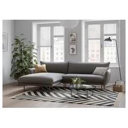 Ecksofa Andas "Stine L-Form" Sofas Gr. B/H/T: 249cm x 86cm x 159cm, Struktur, Longchair links, grau Besonderes Design durch Kissenoptik und Keder, by Morten Georgsen