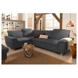 Ecksofa Home Affaire "Lyla L-Form" Sofas Gr. B/H/T: 275cm x 81cm x 214cm, Struktur fein, langer Schenkel rechts, mit Rückenverstellung, grau (anthrazit) wahlweise mit Rückenfunktion und Bettfunktion