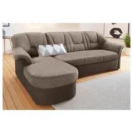 Ecksofa DOMO collection "Sarafina L-Form", braun (braun, braun, beige), B:232cm H:83cm T:146cm, Luxus-Microfaser (92% Polyester, 8% Nylon), Microfaser PRIMABELLE (100% Polyester), Microfaser PRIMABELLE (100% Polyester) / Struktur (90% Polyester; 10% Polyacryl), Sofas, wahlweise mit Bettfunktion, optional mit Federkern