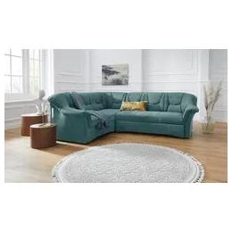 Ecksofa DOMO collection "Sarafina L-Form" Sofas Gr. B/H/T: 240cm x 83cm x 190cm, Chenille, langer Schenkel rechts, mit Bettfunktion-mit Federkern, blau (petrol) wahlweise mit Bettfunktion, optional Federkern