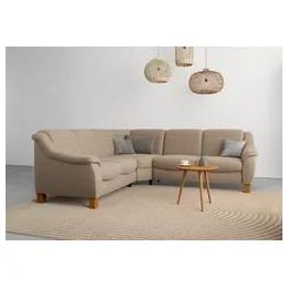 Ecksofa Home Affaire "Caldera L-Form" Sofas Gr. B/T: 270cm x 250cm, Easy care, langer Schenkel rechts, mit Kopfteilverstellung-ohne Bettfunktion-ohne Schubkasten, grau (taupe) Federkern, wahlweise mit Kopfteilverstellung, Bettfunktion, Bettkasten