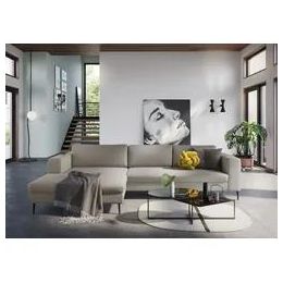 Ecksofa DOMO collection "Modica L-Form" Sofas Gr. B/H/T: 329cm x 81cm x 173cm, Struktur fein, Recamiere links, grau (stone) moderne Optik mit großzügiger Recamieire, auch in Cord