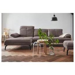 Ecksofa Andas "Stenlille L-Form" Sofas Gr. B/H/T: 295cm x 83cm x 162cm, Struktur weich, Recamiere links, braun incl. Sitztiefen-, Kopfteil- und Armteilverstellung