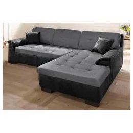 Ecksofa Home Affaire "Bergen" Sofas Gr. B/H/T: 267cm x 83cm x 178cm, Microfaser MELROSE-Struktur, Recamiere rechts, ohne Bettfunktion, silberfarben (schwarz/silber) wahlweise mit Bettfunktion L-Form