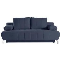 Schlafsofa WERK2 "Troya" Sofas Gr. B/H/T: 210cm x 95cm x 95cm, Struktur grob, blau (dunkelblau) 2-Sitzer Sofa und Schlafcouch mit Federkern & Bettkasten