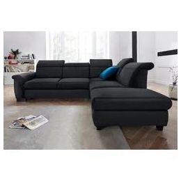 Ecksofa DOMO collection "Sully L-Form" Sofas Gr. B/H/T: 273cm x 84cm x 228cm, Kunstleder SOFTLUX, Ottomane rechts, mit Rückenverstellung, schwarz wahlweise mit Bettfunktion und Kopf- bzw. Rückenverstellung