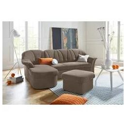 Ecksofa DOMO collection "Pegnitz L-Form" Sofas Gr. B/H/T: 238cm x 82cm x 141cm, Struktur fein, Recamiere links, ohne Bettfunktion, braun wahlweise mit Bettfunktion