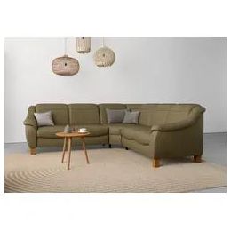 Ecksofa Home Affaire "Caldera L-Form" Sofas Gr. B/T: 270cm x 250cm, Luxus-Microfaser in Lederoptik, langer Schenkel links, mit Kopfteilverstellung-ohne Bettfunktion-ohne Schubkasten, grün (olive) Federkern, wahlweise mit Kopfteilverstellung, Bettfunktion, Bettkasten