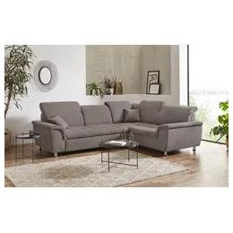 Ecksofa DOMO collection "Franzi L-Form" Sofas Gr. B/H/T: 275cm x 81cm x 214cm, Struktur fein, langer Schenkel links, mit Bettfunktion-mit Kopfteilverstellung, grau (stone) wahlweise mit Kopfteilverstellung (dann Breite: 275 cm)