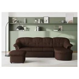 Ecksofa DOMO collection "Pegnitz L-Form" Sofas Gr. B/H/T: 238cm x 82cm x 141cm, Struktur, Recamiere rechts, ohne Bettfunktion, braun (dunkelbraun) wahlweise mit Bettfunktion