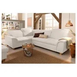 Ecksofa Home Affaire "Lyla L-Form" Sofas Gr. B/H/T: 275cm x 81cm x 214cm, Struktur fein, langer Schenkel rechts, ohne Funktion, beige (natur) wahlweise mit Rückenfunktion und Bettfunktion