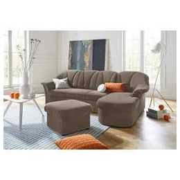 Ecksofa DOMO collection "Pegnitz L-Form" Sofas Gr. B/H/T: 238cm x 82cm x 141cm, Struktur fein, Recamiere rechts, ohne Bettfunktion, braun wahlweise mit Bettfunktion