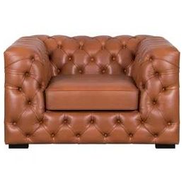 Guido Maria Kretschmer Home & Living Chesterfield-Sessel GUIDO MARIA KRETSCHMER HOME & LIVING "Kalina Sessel" Sessel Gr. NaturLEDER, B/H/T: 110cm x 67cm x 98cm, braun (cognac) mit klassischer Chesterfield-Knopfheftung, sehr hochwertige Qualität