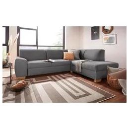 Ecksofa DOMO collection "Incanto L-Form" Sofas Gr. B/H/T: 260cm x 81cm x 195cm, Feinstruktur, Ottomane rechts, mit Bettfunktion, grau wahlweise mit Bettfunktion