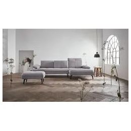 Ecksofa Andas "Stenlille L-Form" Sofas Gr. B/H/T: 295cm x 83cm x 162cm, Struktur grob, Recamiere rechts, grau (hellgrau) incl. Sitztiefen-, Kopfteil- und Armteilverstellung