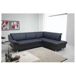 Ecksofa DOMO collection "Pilar L-Form" Sofas Gr. B/H/T: 254cm x 80cm x 186cm, Kunstleder SOFTLUX, Ottomane rechts, mit Bettfunktion, schwarz mit Ottomane, wahlweise Bettfunktion