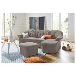 Ecksofa DOMO collection "Pegnitz L-Form" Sofas Gr. B/H/T: 238cm x 82cm x 141cm, Struktur fein, Recamiere rechts, mit Bettfunktion, grau (stone) wahlweise mit Bettfunktion