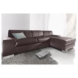 Ecksofa DOMO collection "Star L-Form", braun (dunkelbraun), B:248cm H:74cm T:150cm, Softlux-Kunstleder, Primabelle-Microfaser, Struktur (90% Polyester und 10% Polyacryl), Sofas, wahlweise mit Bettfunktion