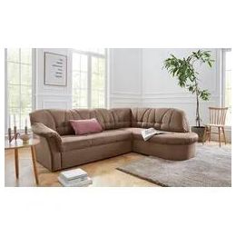 Ecksofa DOMO collection "Pegnitz L-Form" Sofas Gr. B/H/T: 246cm x 82cm x 180cm, Struktur fein, Ottomane rechts, mit Bettfunktion, braun wahlweise mit Bettfunktion