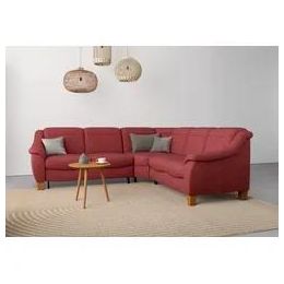 Ecksofa Home Affaire "Caldera L-Form" Sofas Gr. B/T: 270cm x 250cm, Struktur, langer Schenkel links, mit Kopfteilverstellung-mit Bettfunktion-mit Schubkasten, lila (chianti) Federkern, wahlweise mit Kopfteilverstellung, Bettfunktion, Bettkasten