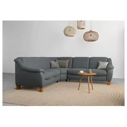 Ecksofa Home Affaire "Caldera L-Form" Sofas Gr. B/H/T: 270cm x 91cm x 250cm, Luxus-Microfaser ALTARA NUBUCK, langer Schenkel rechts, ohne Kopfteilverstellung-ohne Bettfunktion-ohne Schubkasten, grau (dunkelgrau) Federkern, wahlweise mit Kopfteilverstellung, Bettfunktion, Bettkasten