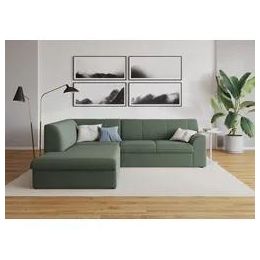 Ecksofa DOMO collection "Topper L-Form" Sofas Gr. B/H/T: 237cm x 78cm x 200cm, Chenille, Ottomane links, Ohne Bettfunktion, grün (apfelgrün) mit Ottomane, wahlweise Schlaffunktion