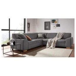 Ecksofa DOMO collection "Incanto L-Form" Sofas Gr. B/H/T: 260cm x 81cm x 260cm, Feinstruktur, gleichschenklig, mit Bettfunktion links, grau wahlweise mit Bettfunktion