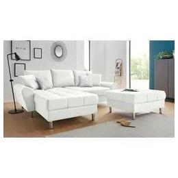 Ecksofa Collection AB "Rada L-Form" Sofas Gr. B/H/T: 235cm x 86cm x 188cm, Kunstleder SOFTLUX, Ottomane beidseitig montierbar, weiß inklusive Hocker, Bettfunktion und Federkern