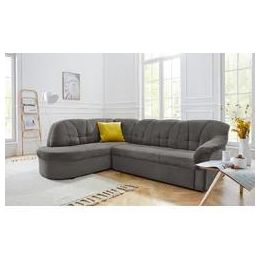 Ecksofa DOMO collection "Pegnitz L-Form" Sofas Gr. B/H/T: 246cm x 82cm x 180cm, Chenille-Optik, Ottomane links, mit Bettfunktion, grau (stone) wahlweise mit Bettfunktion