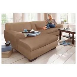 Ecksofa Home Affaire "Nika L-Form" Sofas Gr. B/H/T: 277 cm x 84 cm x 84 cm, Microfaser PRIMABELLE, Recamiere links, mit Bettfunktion, braun (café) wahlweise mit Bettfunktion, auch in Cord