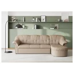 Ecksofa DOMO collection "Pegnitz L-Form" Sofas Gr. B/H/T: 238cm x 82cm x 141cm, Microfaser, Recamiere rechts, ohne Bettfunktion, beige wahlweise mit Bettfunktion