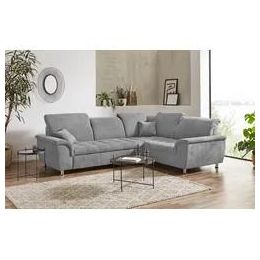 Ecksofa DOMO collection "Franzi L-Form", grau (hellgrau), B:275cm H:81cm T:214cm, Sofas, wahlweise mit Kopfteilverstellung (dann Breite: 275 cm)