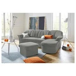 Ecksofa DOMO collection "Pegnitz L-Form" Sofas Gr. B/H/T: 238cm x 82cm x 141cm, Struktur fein, Recamiere rechts, mit Bettfunktion, grau wahlweise mit Bettfunktion