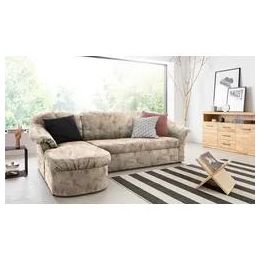 Ecksofa DOMO collection "Pegnitz L-Form" Sofas Gr. B/H/T: 238cm x 82cm x 141cm, Luxus-Microfaser, Recamiere links, ohne Bettfunktion, braun wahlweise mit Bettfunktion