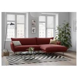 Ecksofa Andas "Stine L-Form" Sofas Gr. B/H/T: 249 cm x 86 cm x 159 cm, Struktur weich, Longchair rechts, rot (dunkelrot) Besonderes Design durch Kissenoptik und Keder, by Morten Georgsen