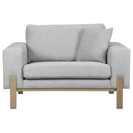 Loveseat OTTO products "Hanne Sessel mit Holzrahmen" Gr. Samtoptik recycelt, B/H/T: 128 cm x 86 cm x 88 cm, grau (hellgrau) Sofas Verschiedene Bezugsqualitäten: Baumwolle, recyceltes Polyester