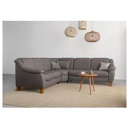 Ecksofa Home Affaire "Caldera L-Form" Sofas Gr. B/H/T: 270cm x 91cm x 250cm, Luxus-Microfaser in Lederoptik, langer Schenkel rechts, ohne Kopfteilverstellung-ohne Bettfunktion-ohne Schubkasten, grau (anthrazit) Federkern, wahlweise mit Kopfteilverstellung, Bettfunktion, Bettkasten