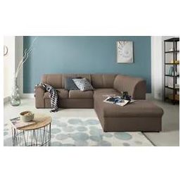 Ecksofa DOMO collection "Topper L-Form" Sofas Gr. B/H/T: 237cm x 78cm x 200cm, Struktur fein, Ottomane rechts, Mit Bettfunktion, braun mit Ottomane, wahlweise Schlaffunktion