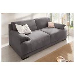 3-Sitzer Home Affaire "Telos" Sofas Gr. B/H/T: 218cm x 80cm x 96cm, Luxus-Microfaser Lederoptik, ohne Funktion, grau mit Boxspring-Federung