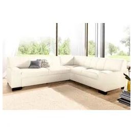 Ecksofa DOMO collection "Norma Top L-Form" Sofas Gr. B/H/T: 247cm x 77cm x 212cm, NaturLEDER, langer Schenkel links, mit Bettfunktion, beige (porzellan) wahlweise mit Bettfunktion