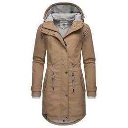 Regenjacke PEAK TIME "L60042" Gr. XXL (44), beige Damen Jacken stylisch taillierter Regenmantel für